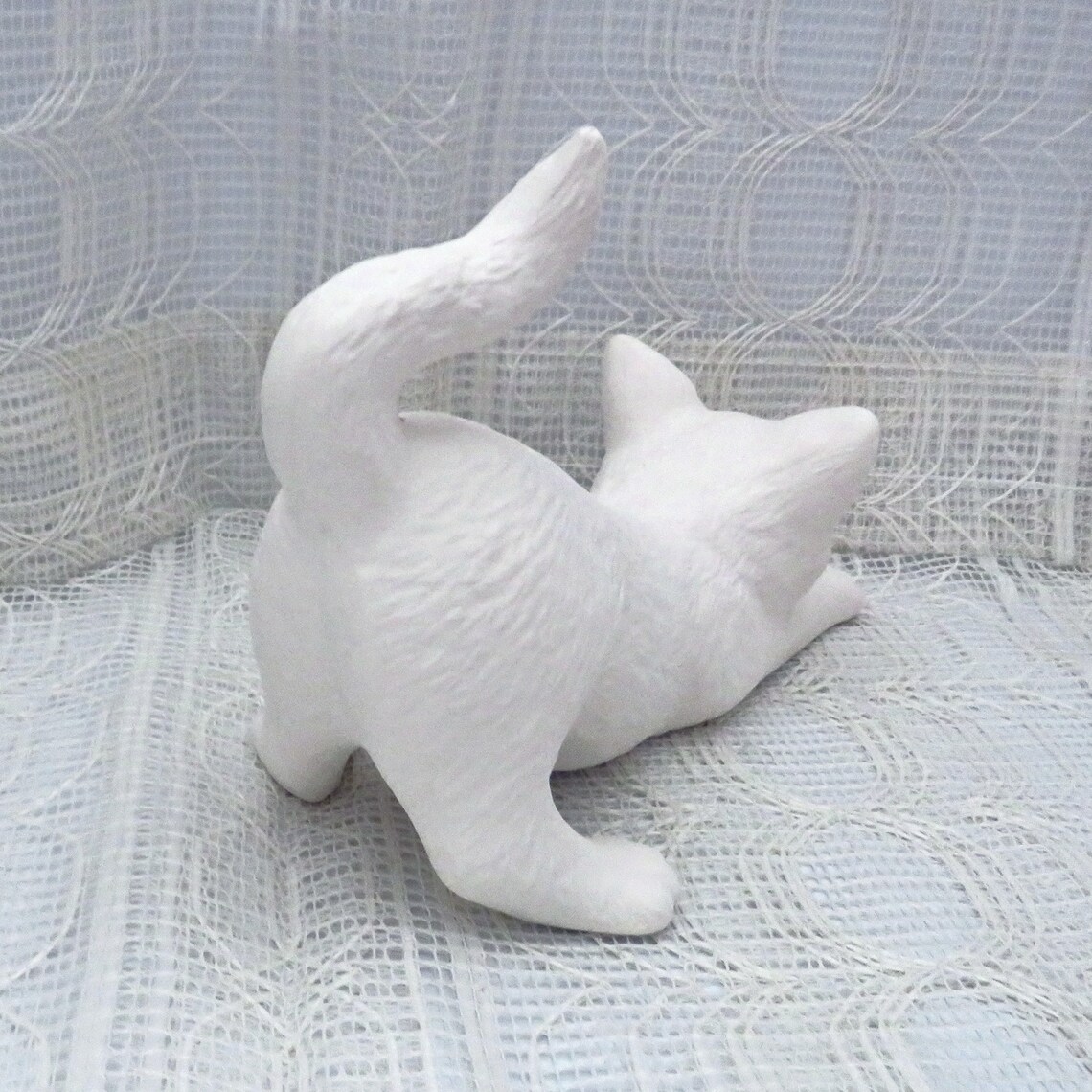 Ready to Paint Ceramic Cat Figurine, Paint It Yourself Stretching Cat ...