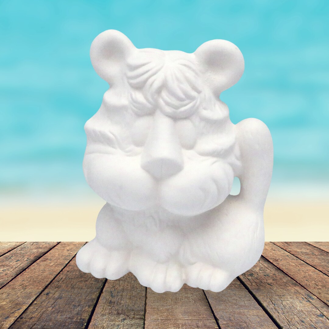 Handmade Ready to Paint Ceramic Tiger Figurine, Unpainted Tiger Statue ...