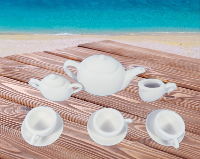 Miniature Unpainted Ceramic Tea Set / Paint It Yourself Tea Set ...