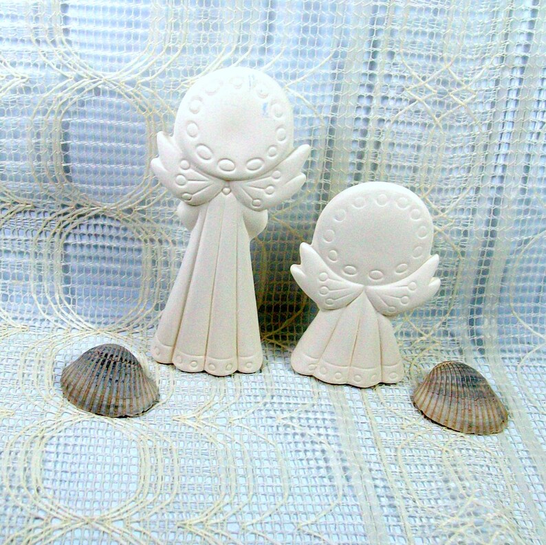 Unpainted Ceramic Angel Figurines / Bisque Angel Statues / - Etsy