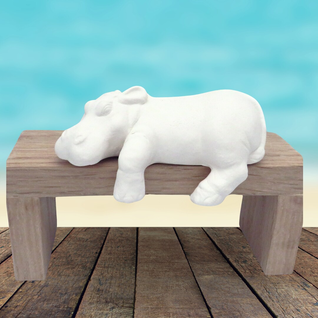 Handmade Unpainted Ceramic Hippo Figurine, Ceramic Bisque, Ceramics to ...