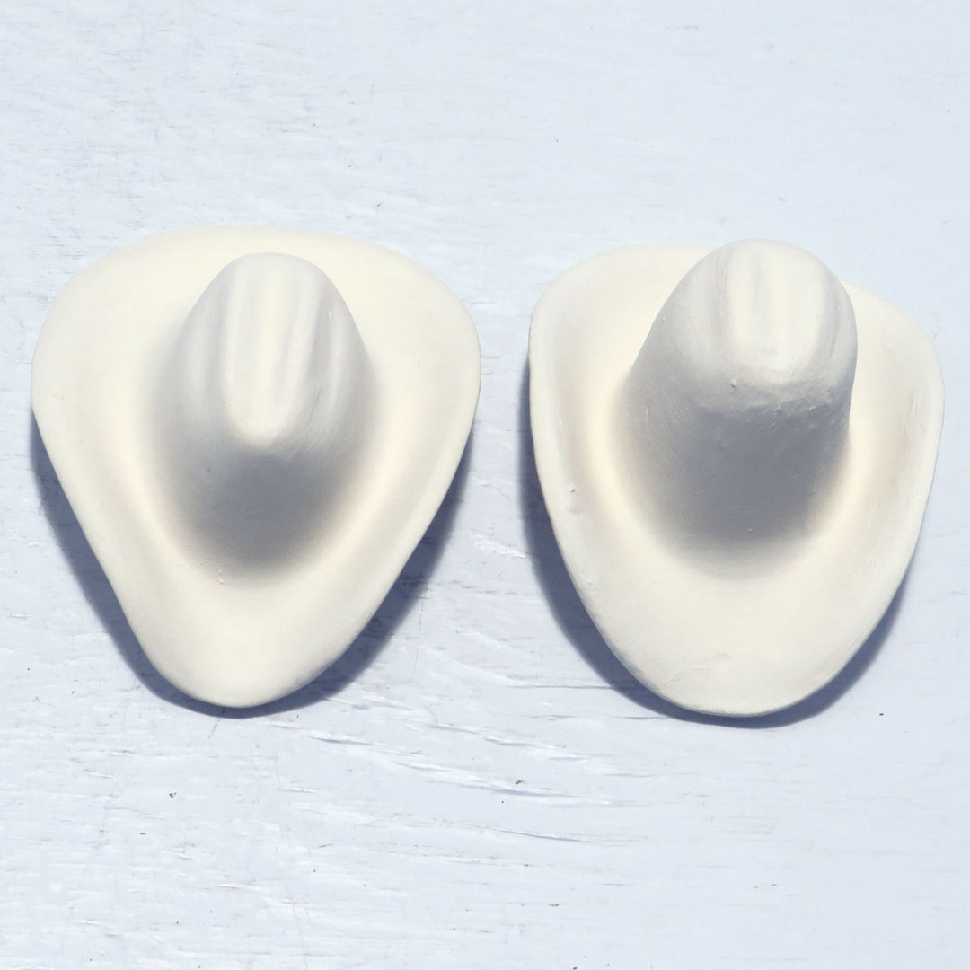 Handmade Unpainted Ceramic Bisque Cowboy Hats / Set of 2 Ceramic Hats ...