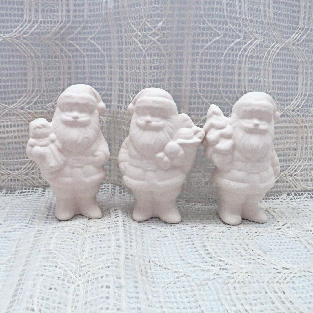 Ready to Paint Ceramic Santa Figurines, Small Santa Statues, Unpainted ...