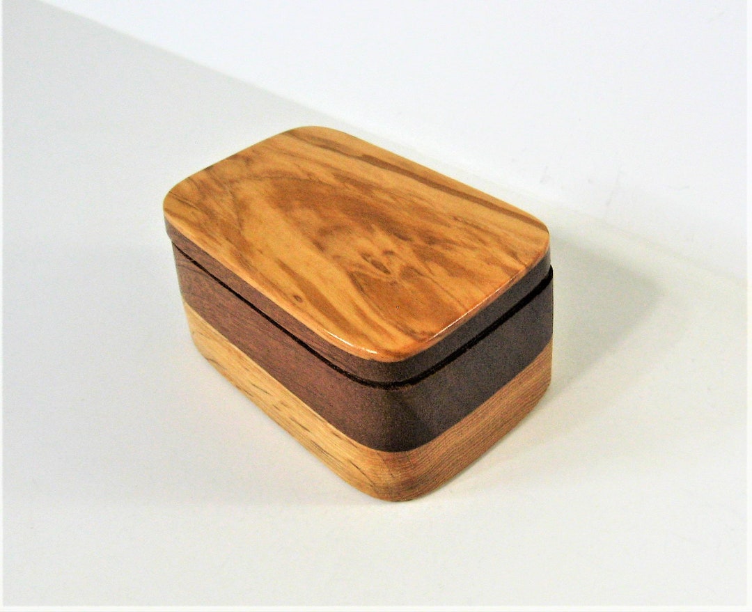 Olive Wood Three Wood Trinket Box - Etsy