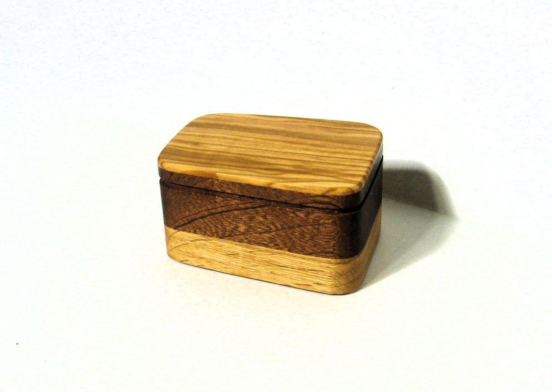 Olive Wood Three Wood Trinket Box - Etsy