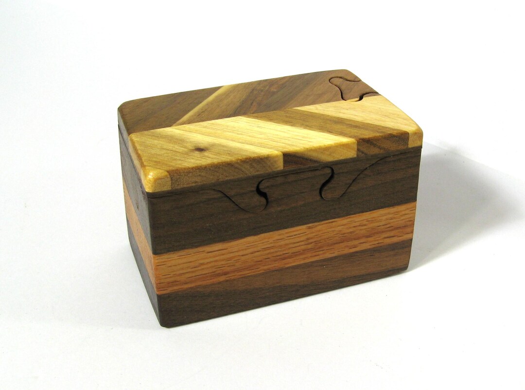 Teak Puzzle Box With Three Woods - Etsy