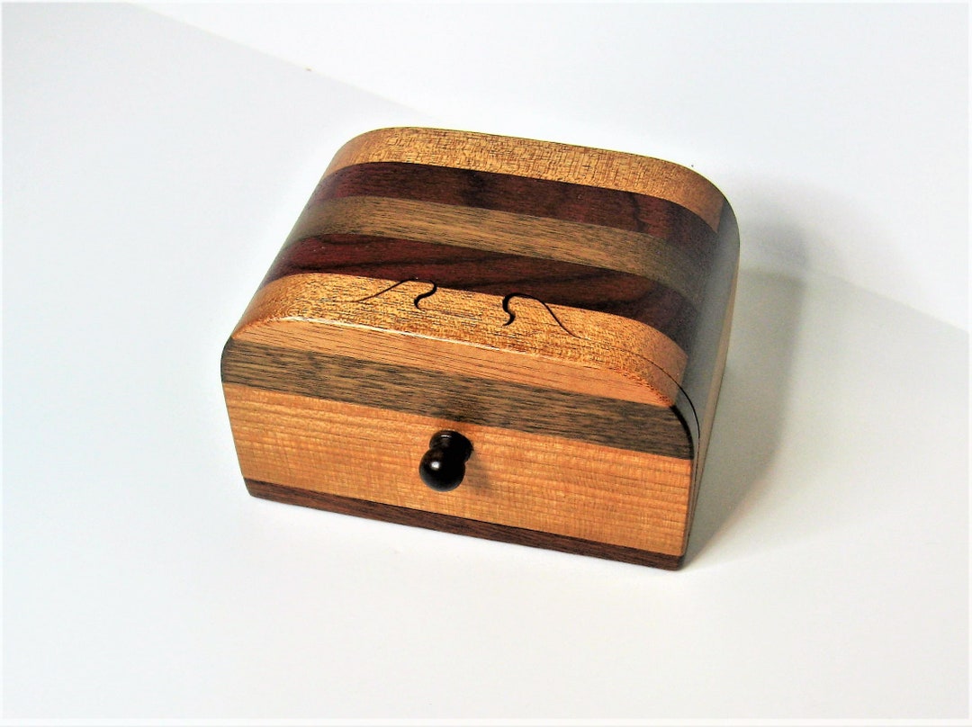 Puzzle Treasure Box With Two Drawers Made of Five Woods - Etsy