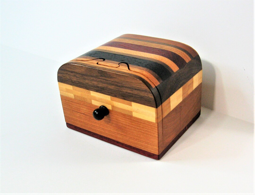 Puzzle Treasure Box With Two Drawers Made of Eight Woods - Etsy