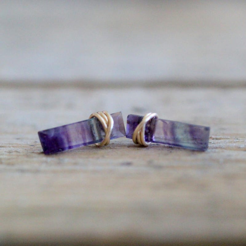 Stud Fluorite Earrings - Etsy