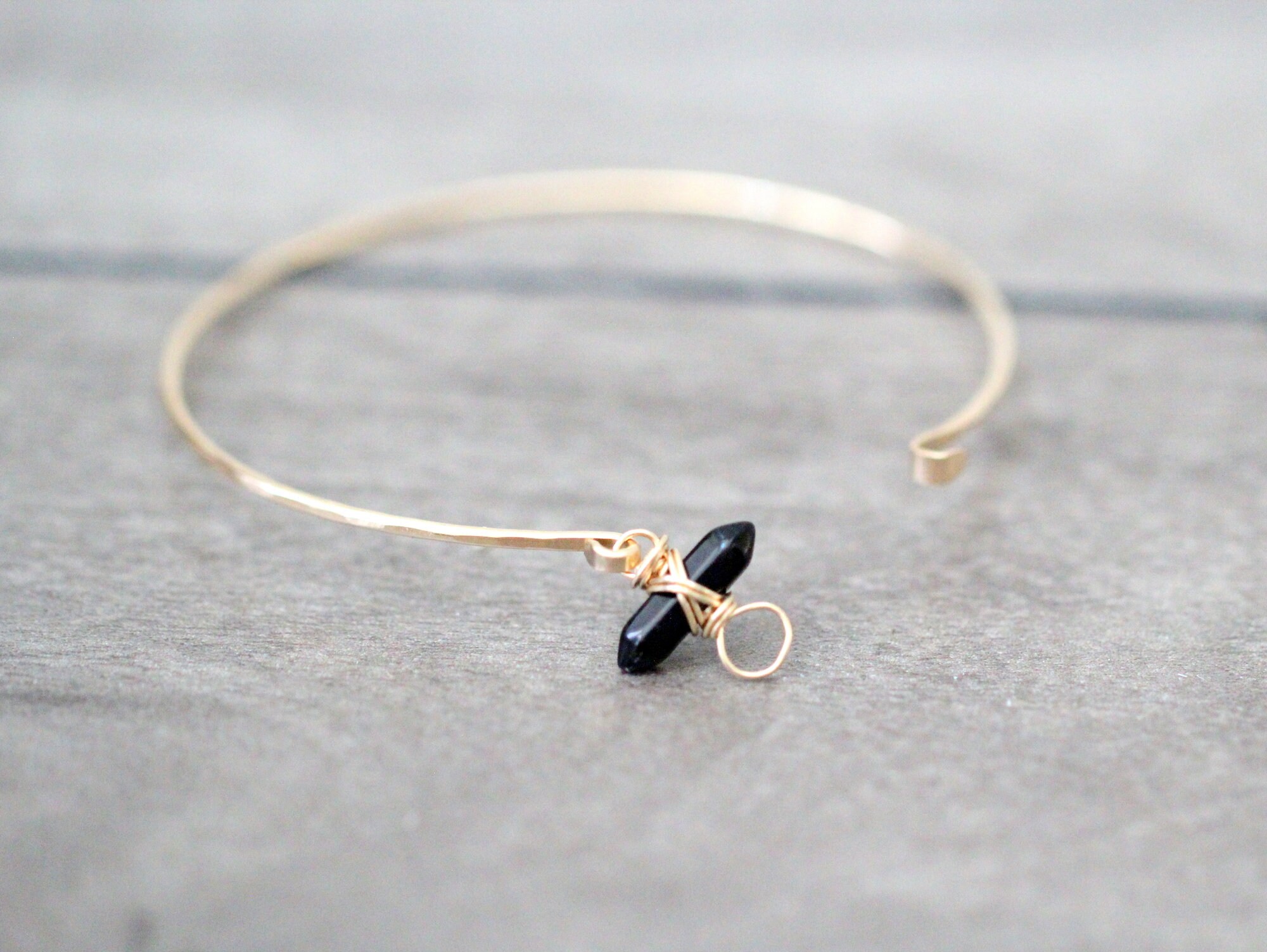 Boho Beaded Bracelet Obsidian Crystal Pointed Gemstone Gold | Etsy