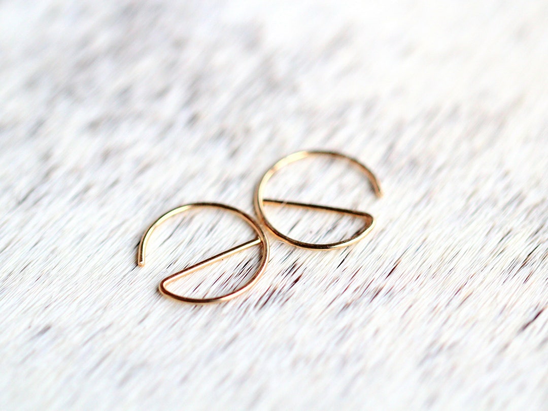 Small Threader Hoop Earrings, Gold Thin Huggie Hug Hoops, Rose ...