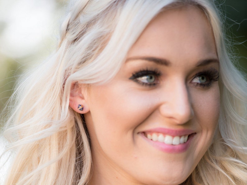 Aquamarine Stud Earrings , Gold March Birthstone , Rose, Sterling ...