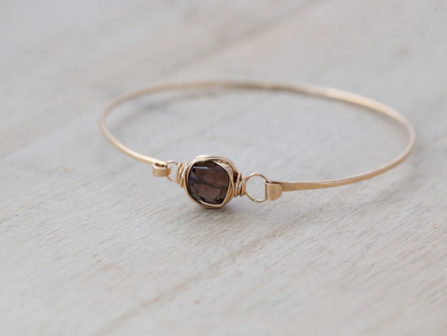 Smoky Quartz Bangle Bracelet Gemstone Stacking Bezel - Etsy