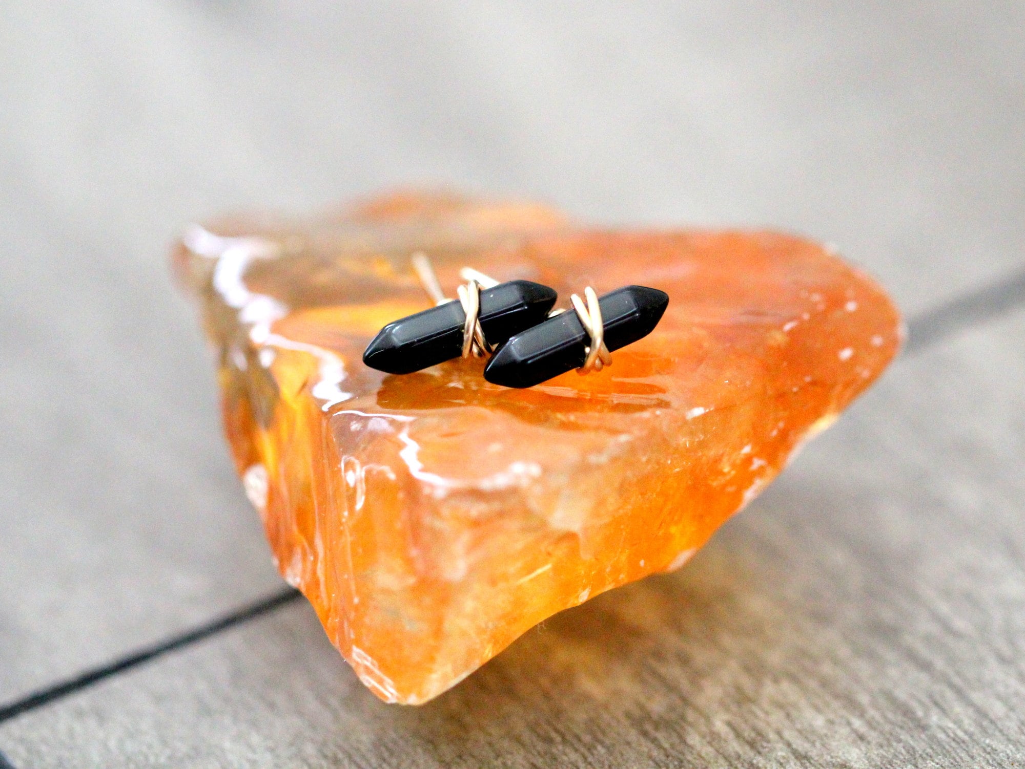 Obsidian Stud Earrings Black Gemstone Studs Minimalist Boho - Etsy