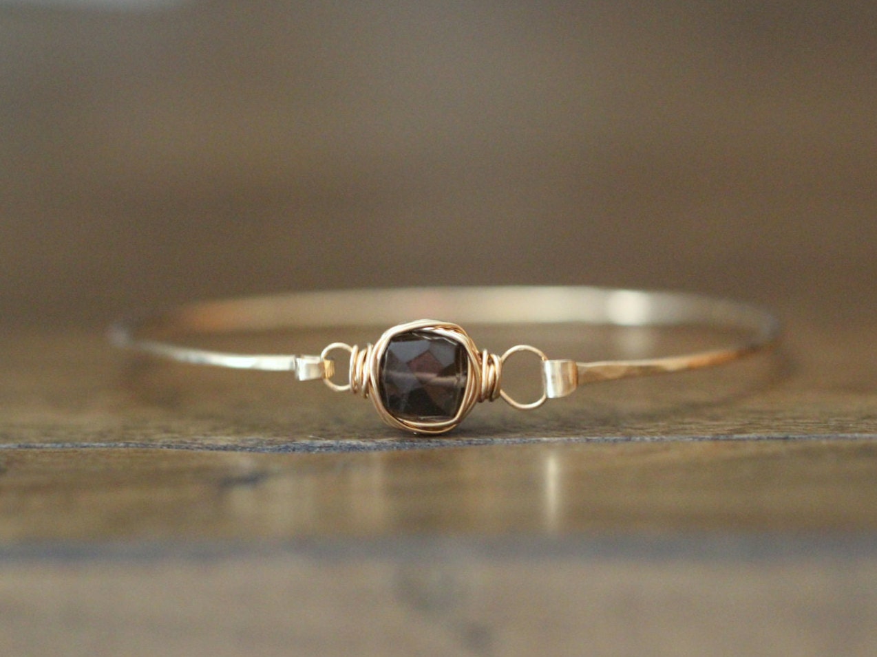 Smoky Quartz Bangle Bracelet Gemstone Stacking Bezel - Etsy