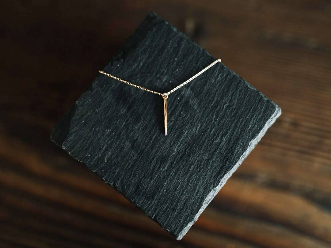 Spike Necklace, Edgy Point Pendant in Gold, Rose Gold, Sterling Silver ...