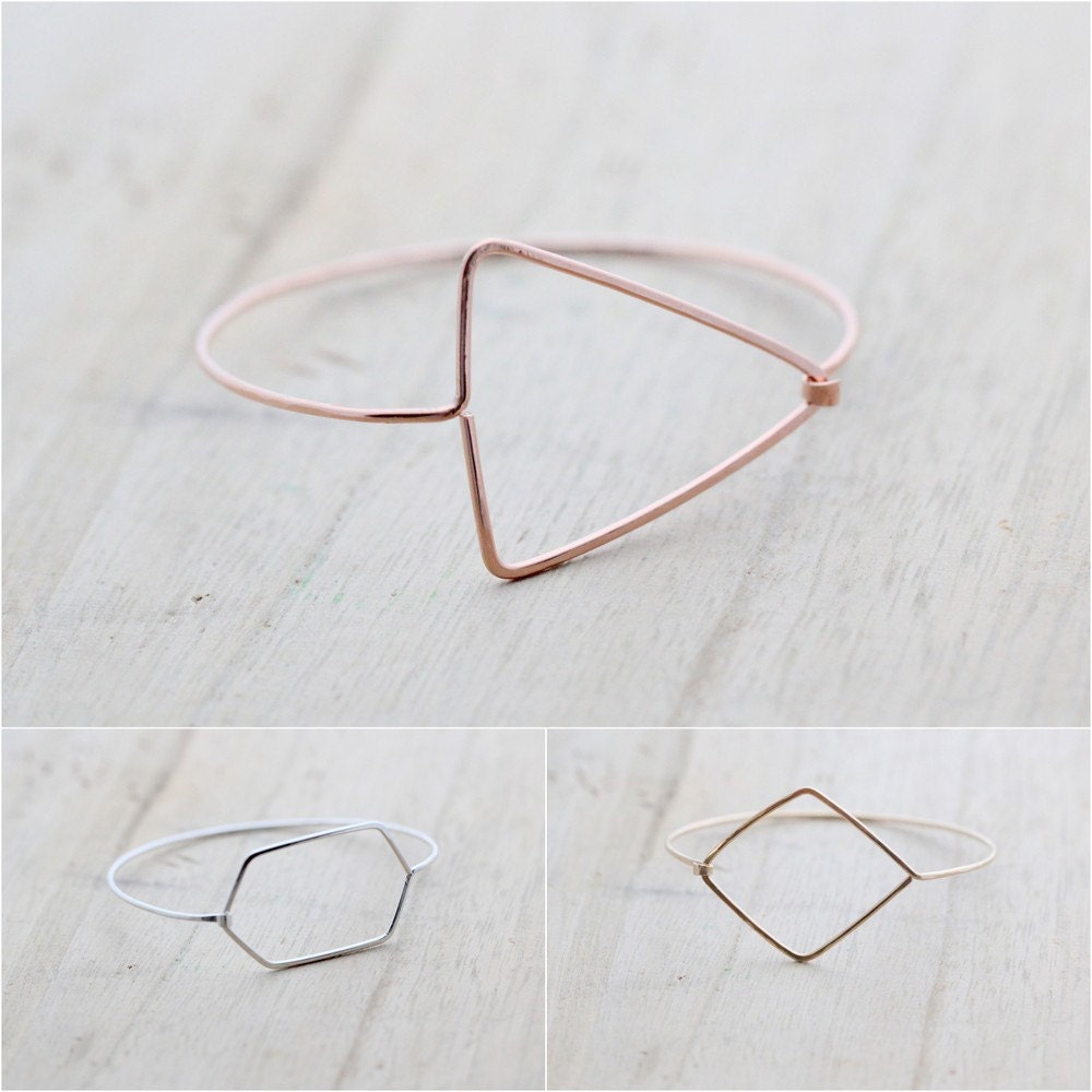 Geometric Bangle Bracelets in Gold Silver Rose Gold - Etsy