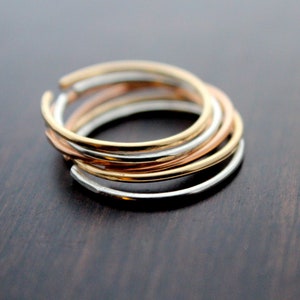 Thin Stacking Adjustable Rings, Stackable Midi, Sterling Silver, 14K ...