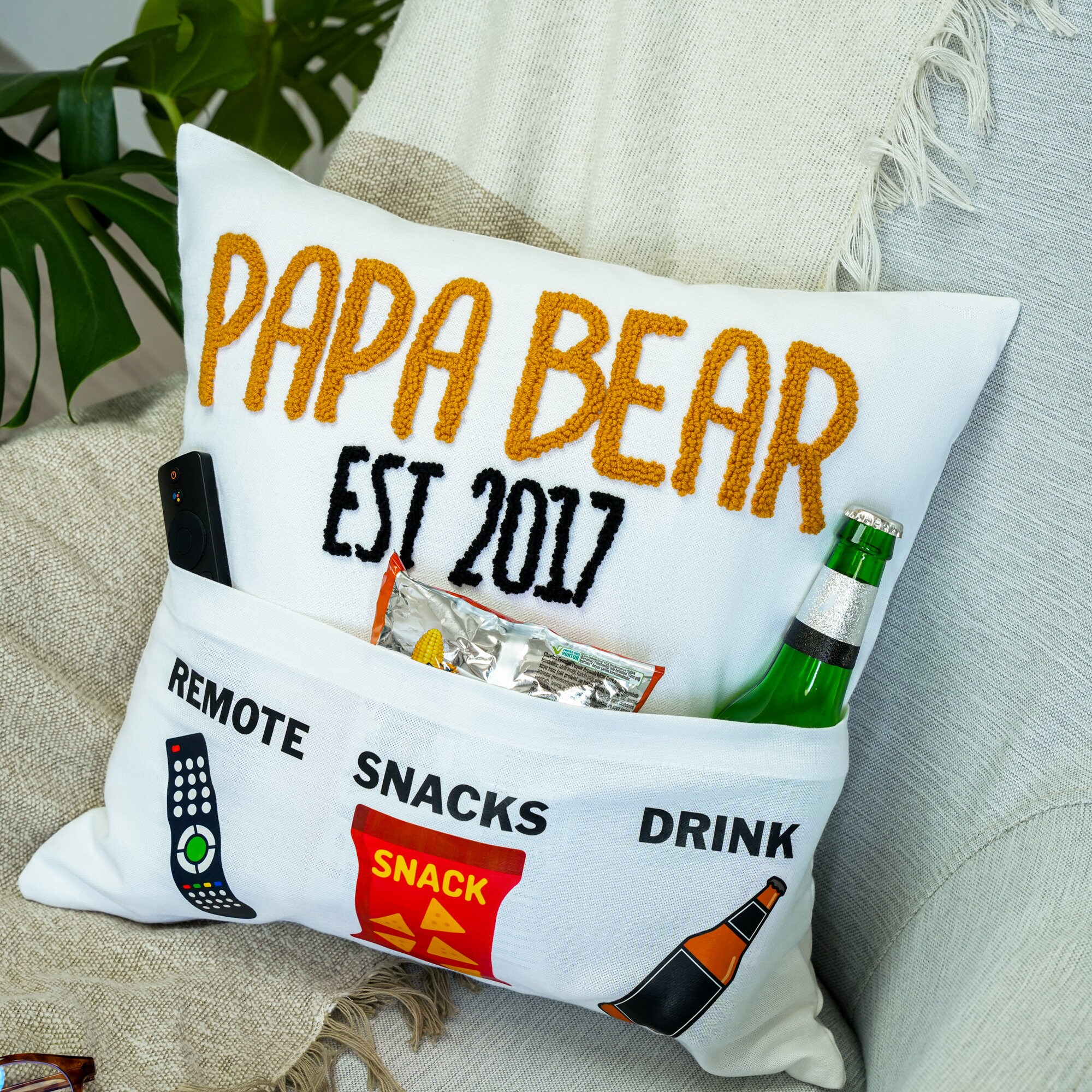 Dad Personalized Fathers Day Embroidered Pillow, Punch Needle Pillow ...