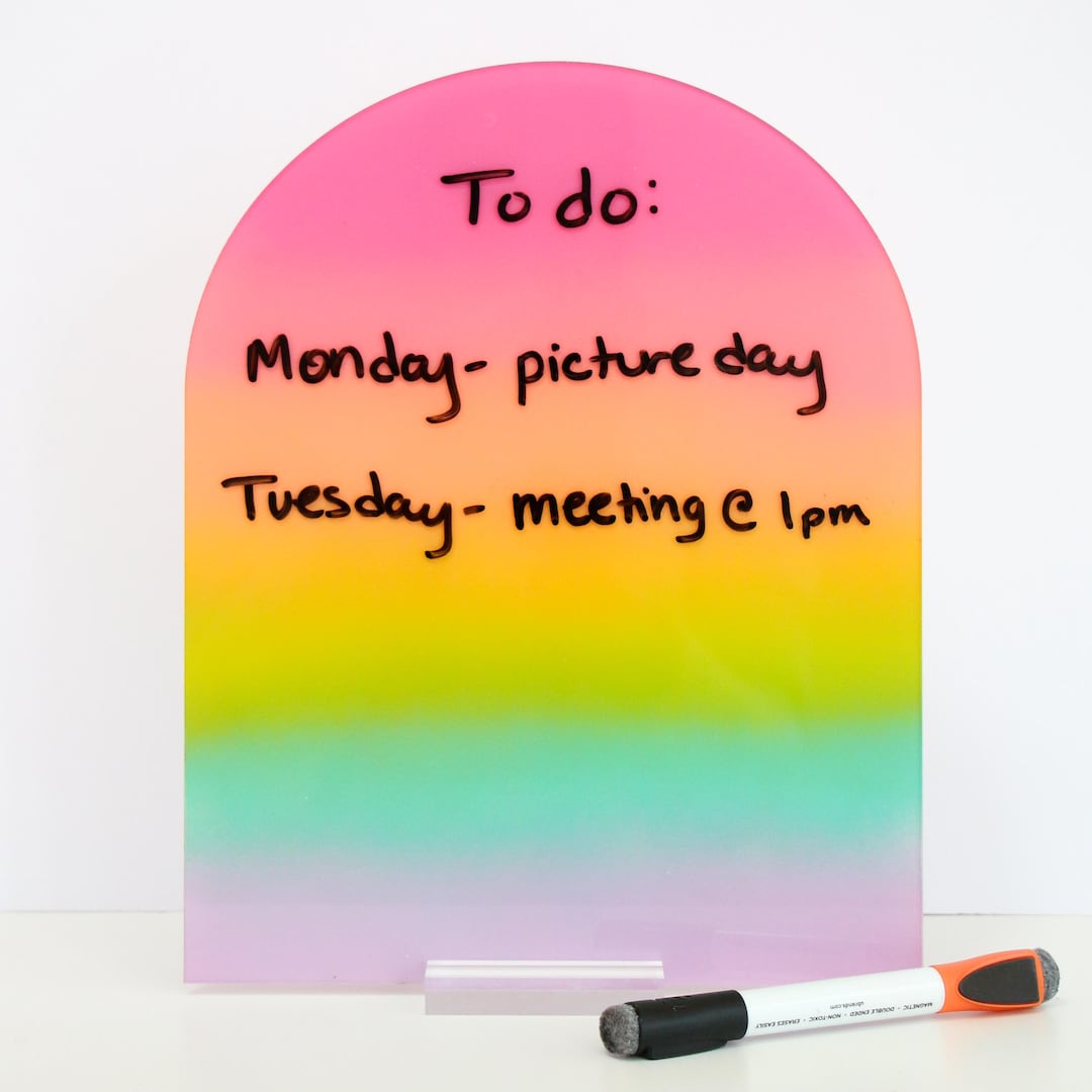 Acrylic Rainbow Gradient Standing Dry Erase Board - Etsy