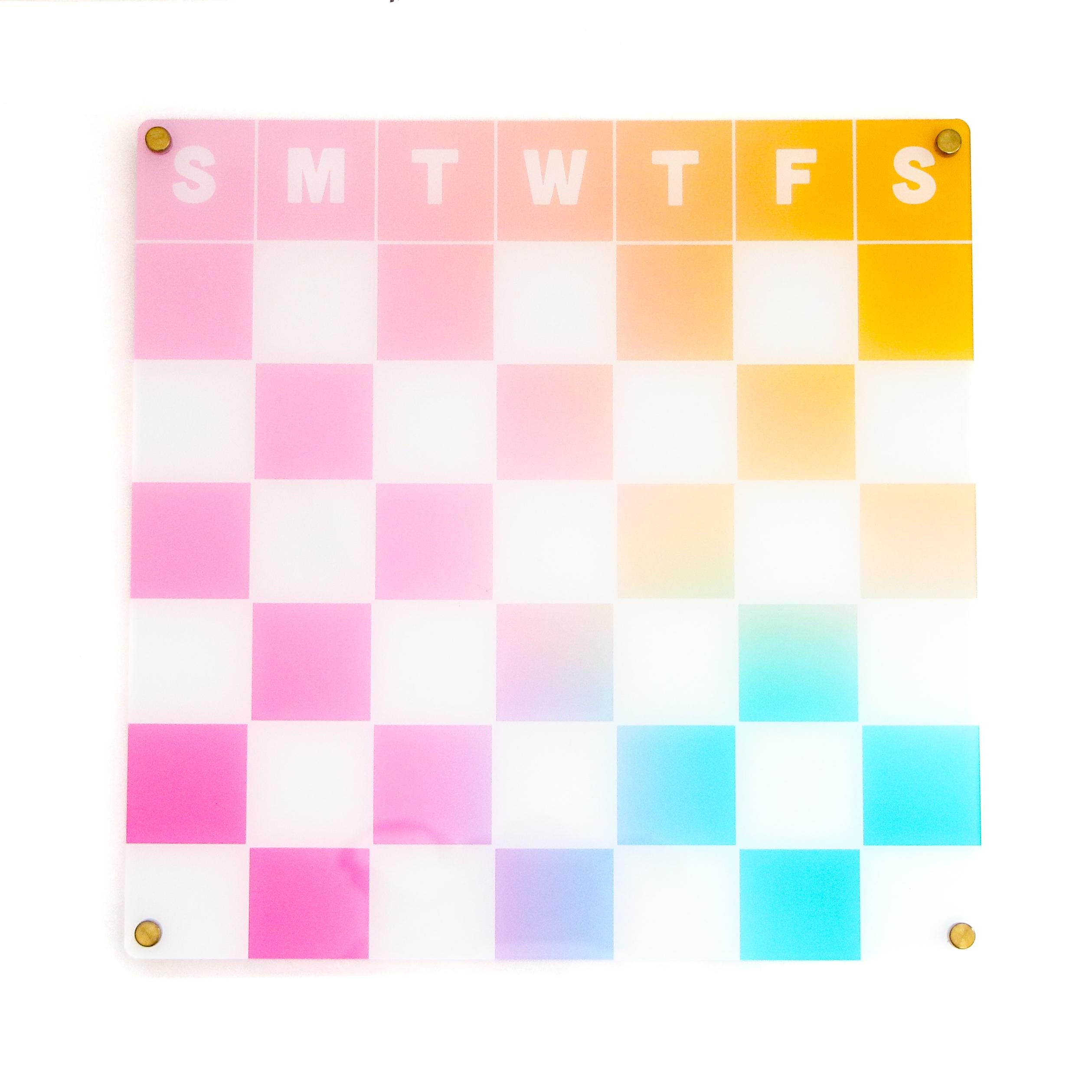 Acrylic Rainbow Ombre Checkerboard Dry Erase Monthly Calendar - Etsy