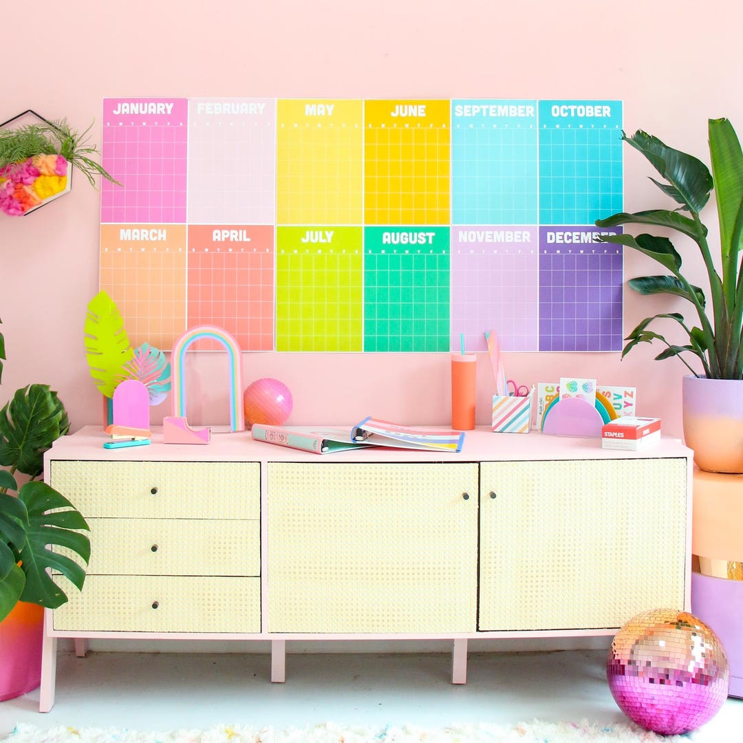 Rainbow Paper Year Wall Calendar - Etsy
