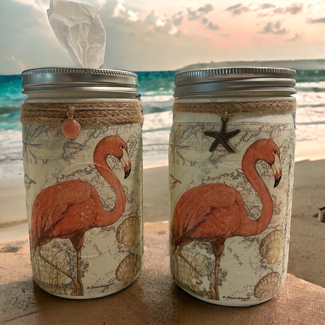 Flamingo Mason Jar Tissue Holder - Etsy