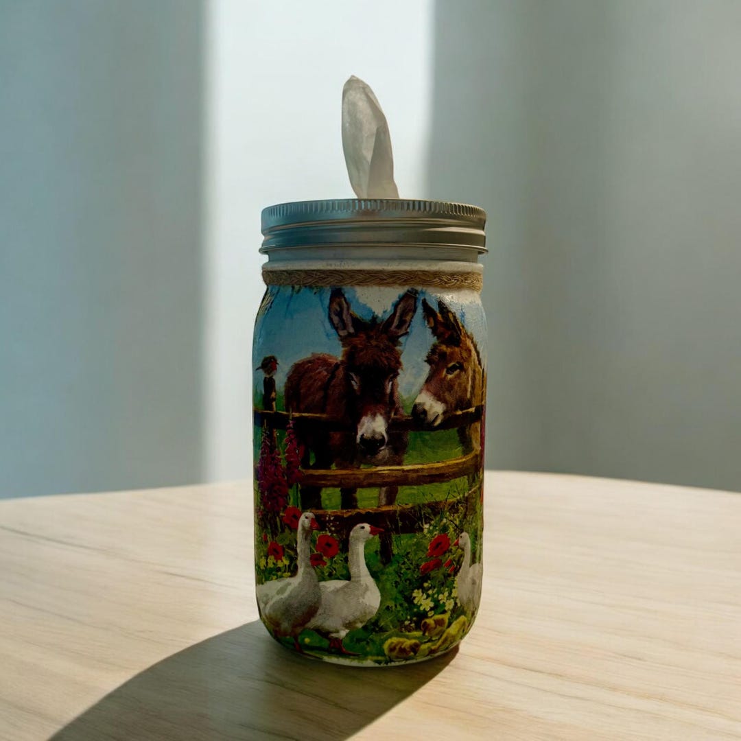 Donkey Mason Jar Tissue Holder - Etsy