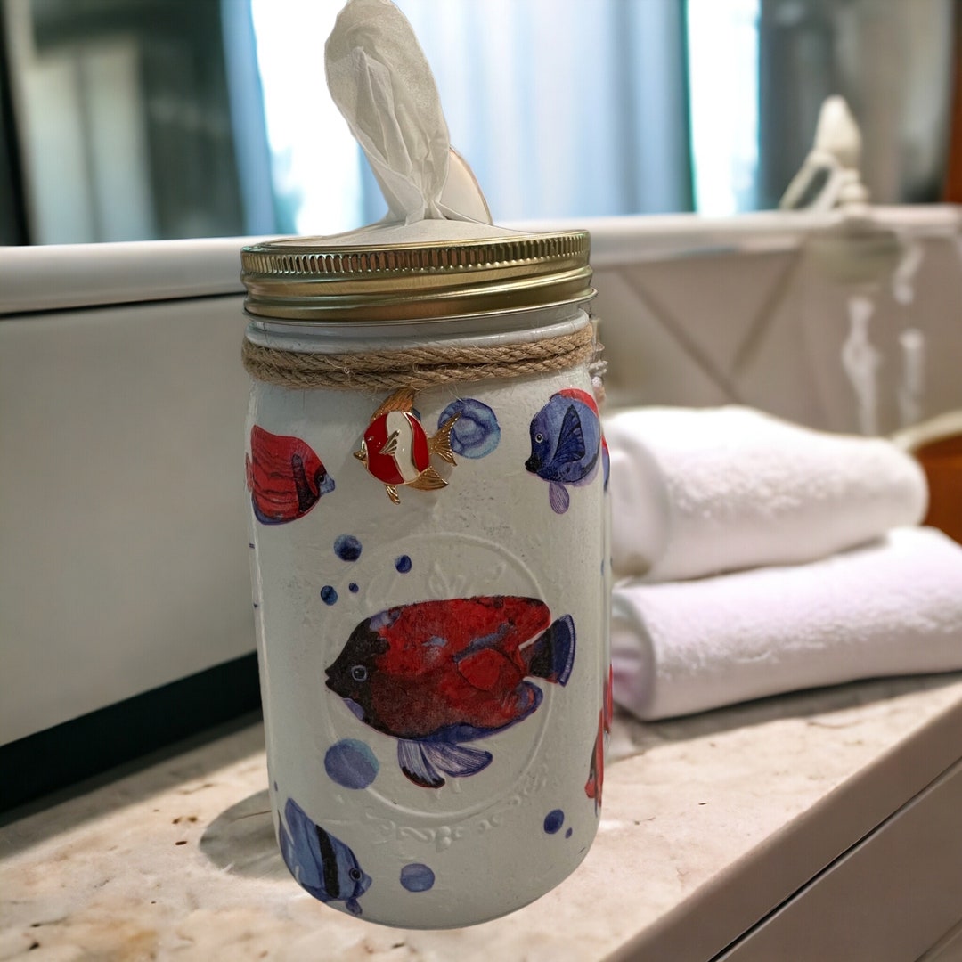 Fishies Mason Jar Tissue Holder - Etsy