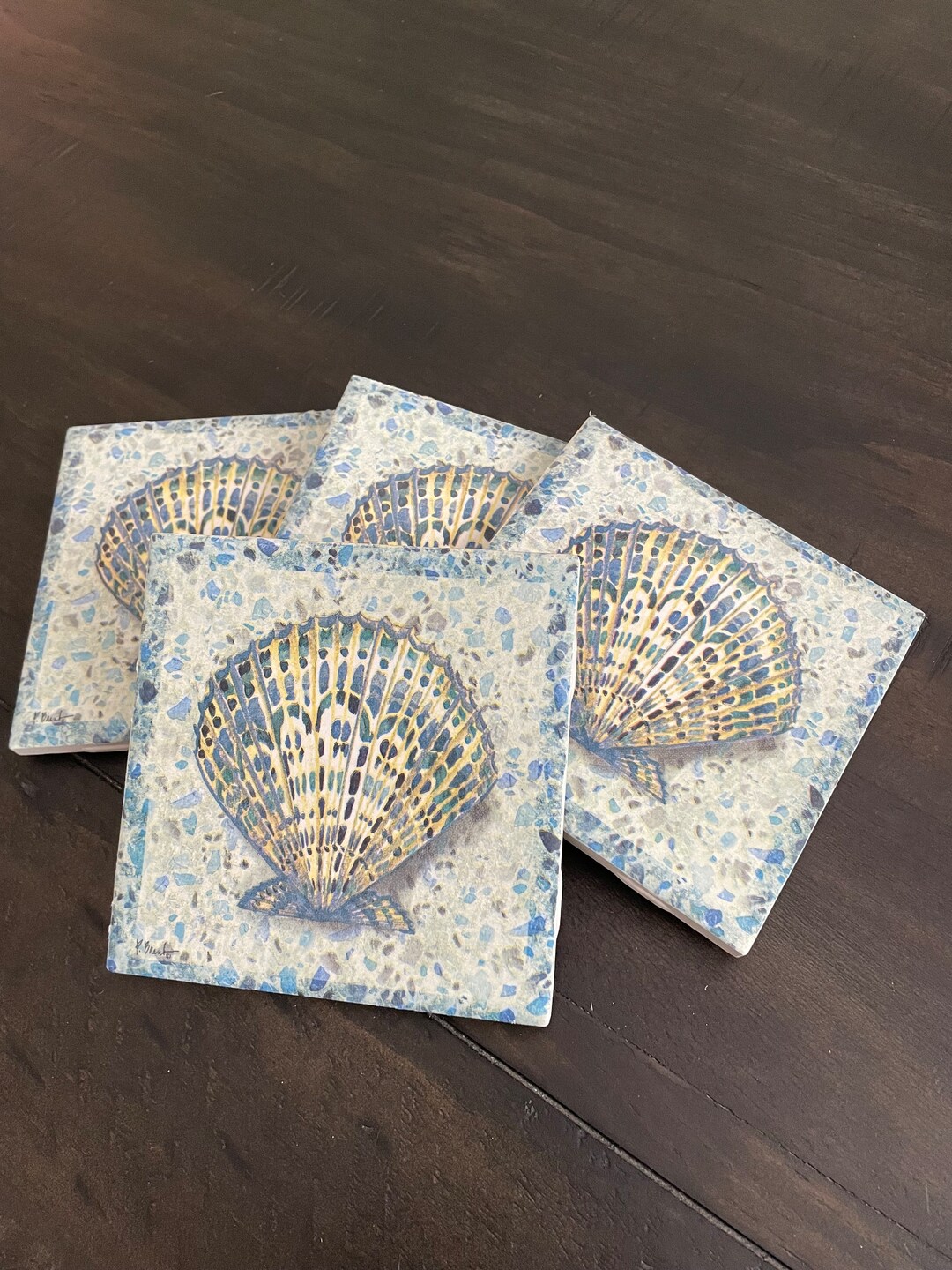 Seashell Coasters (set of 4) - Etsy