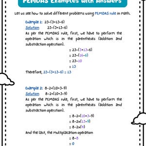 Grade 4 Order of Operations Worksheet (PEMDAS Method) - Etsy
