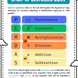 Grade 4 Order of Operations Worksheet (PEMDAS Method) - Etsy