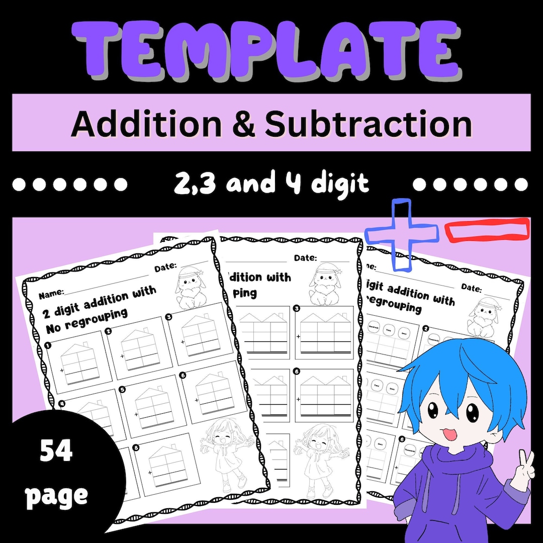 TEMPLATES - Regrouping Template for 2, 3 and 4 Digit Addition or ...