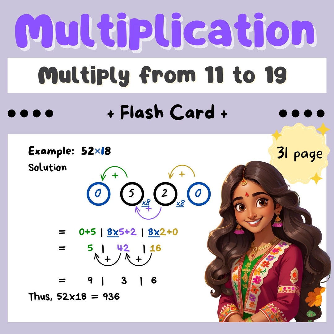Mental Math - Multiply From 11-19 in 5 Seconds + Worksheet+flashcard - Etsy