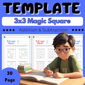 3x3 Magic Square - Addition Puzzle Worksheet - Etsy