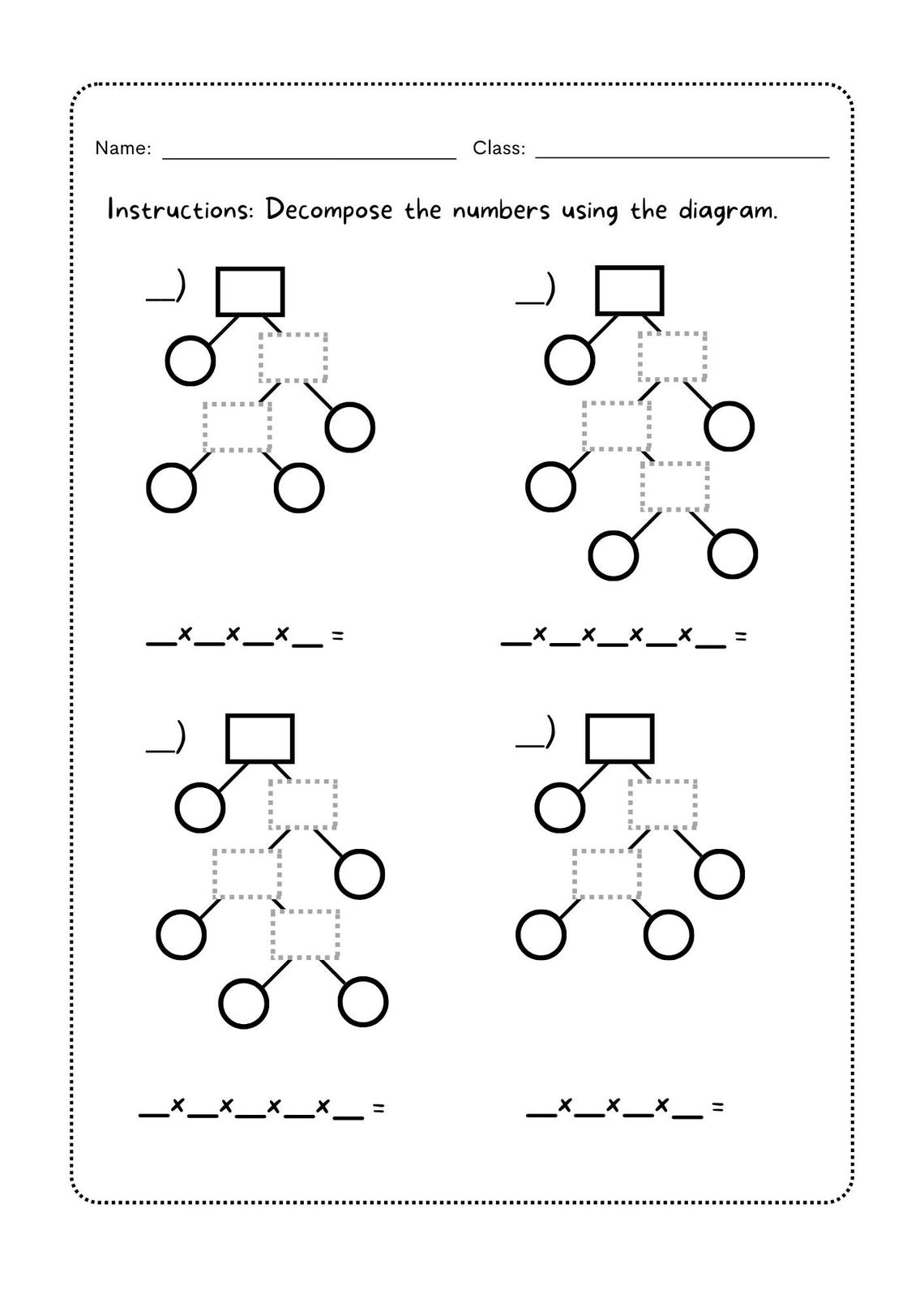 Number Bond Templates - the Power of Worksheets for for Mastering ...