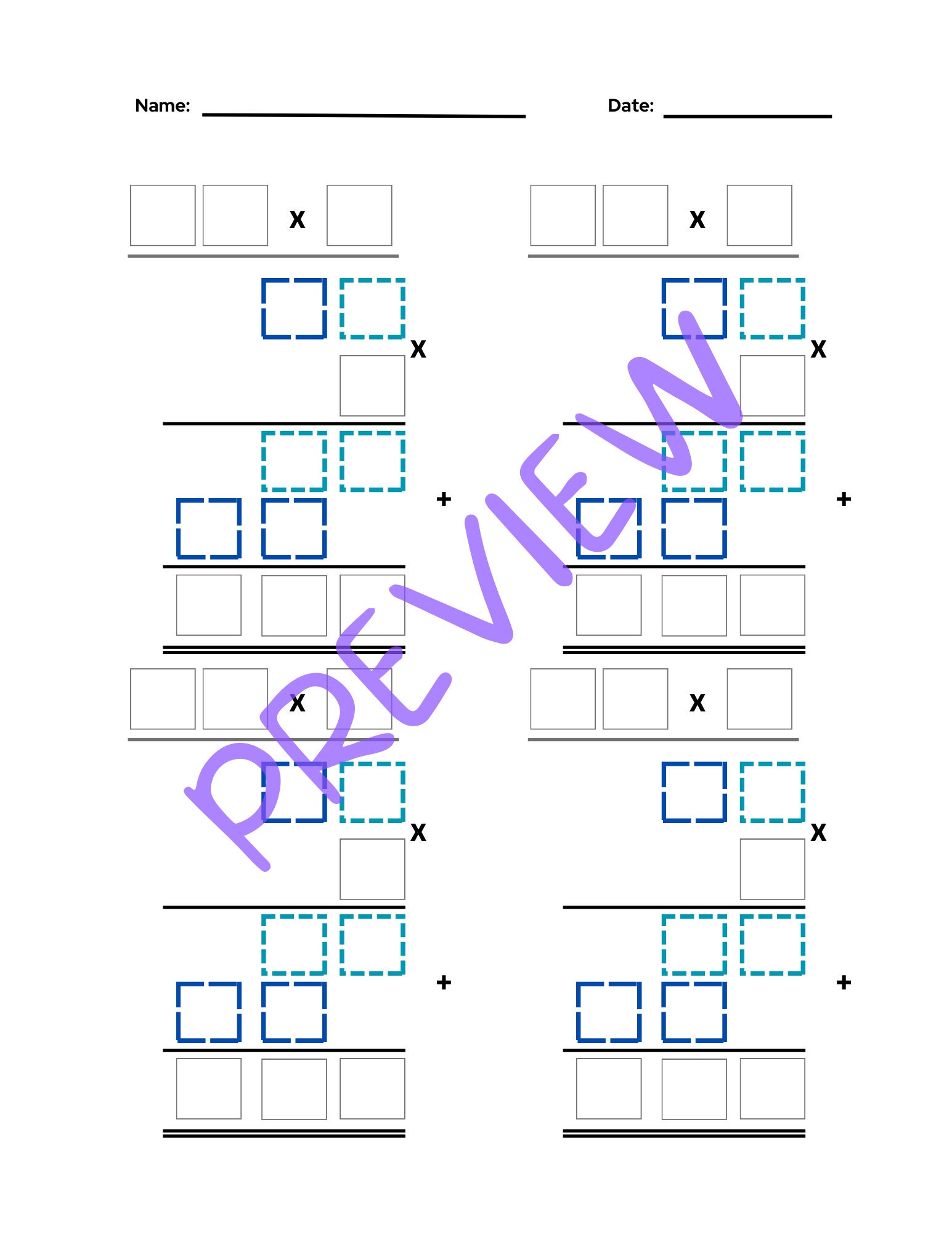 TEMPLATES - Printable Multiplication Worksheets + Vedic Math - Etsy