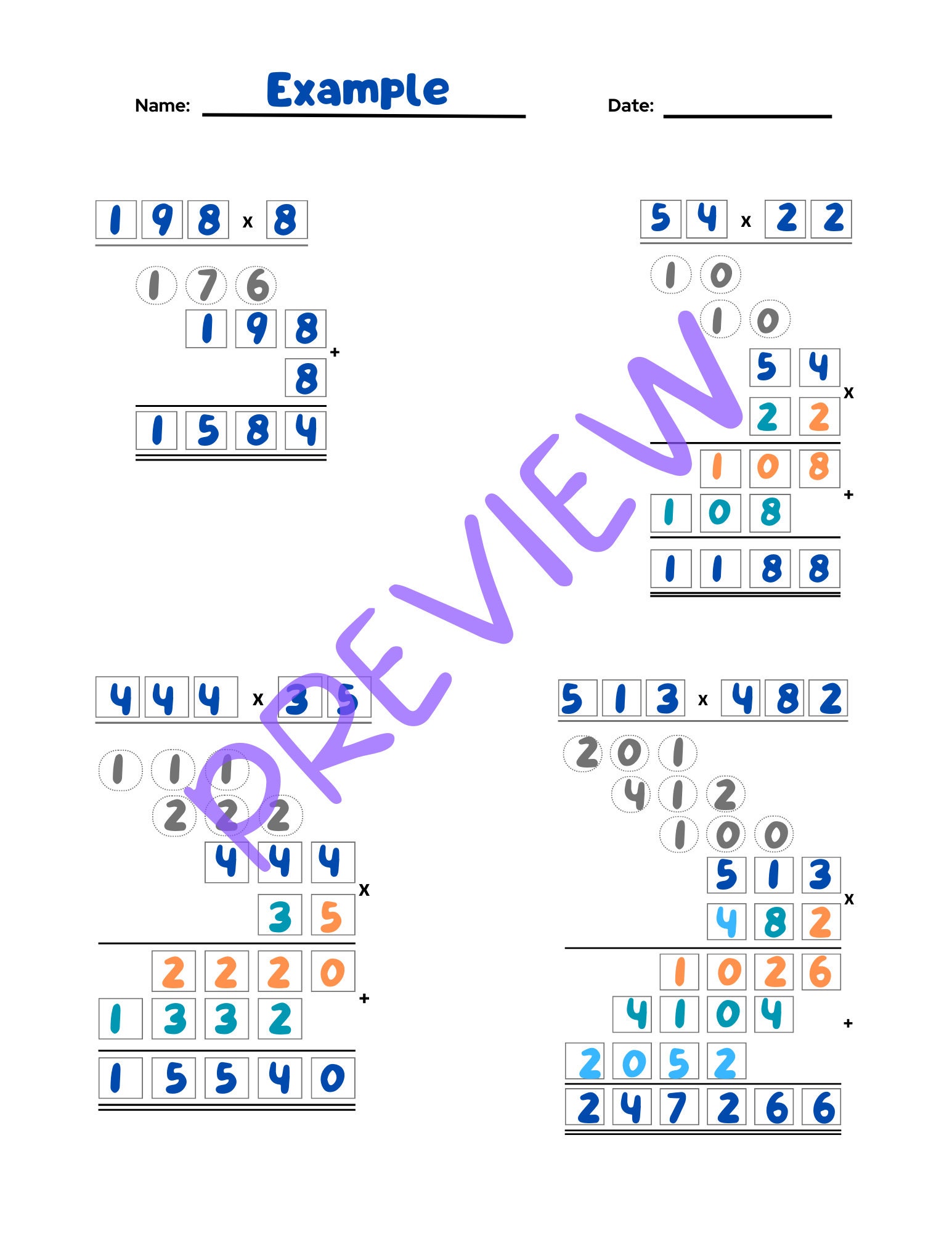 TEMPLATES - Printable Multiplication Worksheets + Vedic Math - Etsy