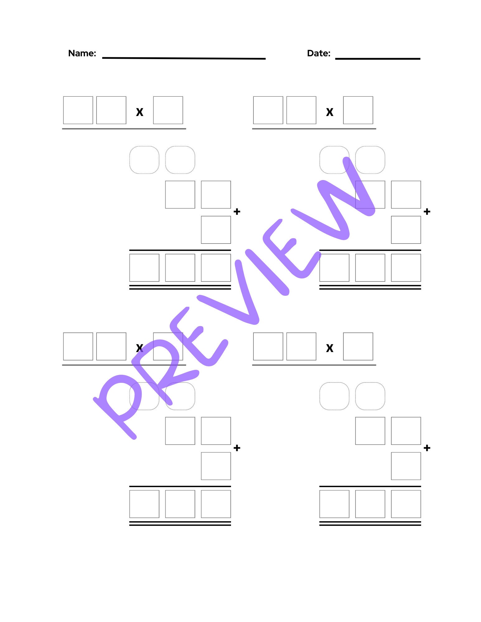 TEMPLATES - Printable Multiplication Worksheets + Vedic Math - Etsy