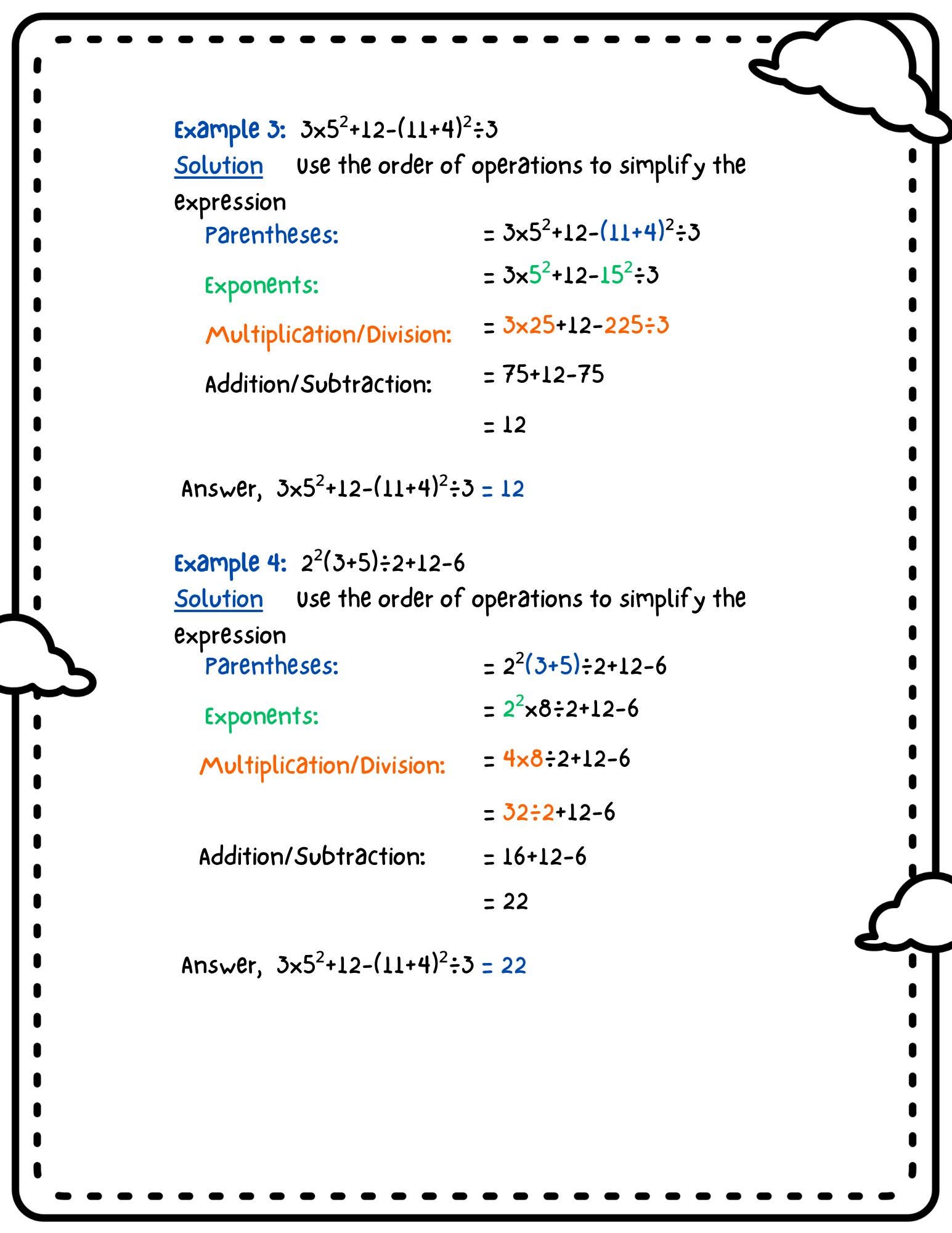 Hojas De Trabajo De Pemdas Para Estudiantes De Quinto Grado