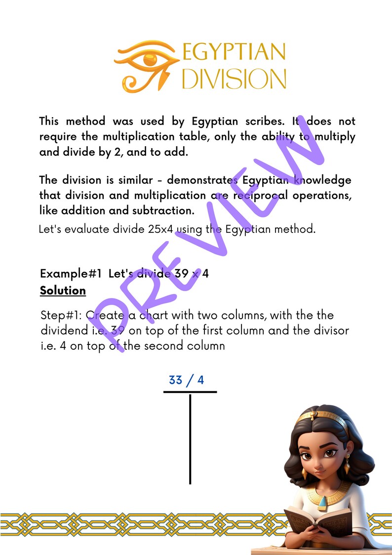 Math Tricks - No Multiplication Table by Egyptian Division - Etsy