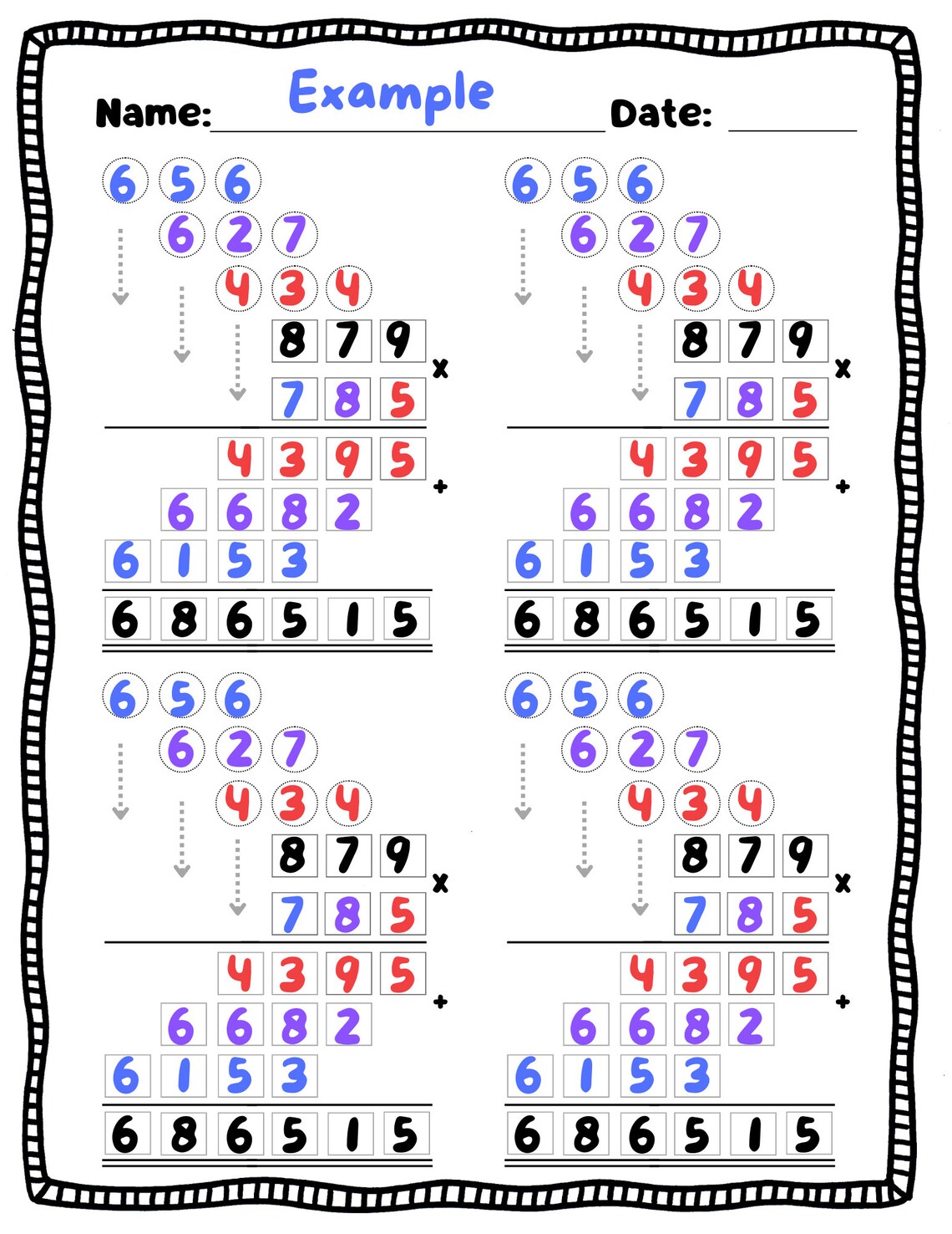 TEMPLATES - Multiplication Facts Practice With 2, 3 and 4 Digit + Flash ...