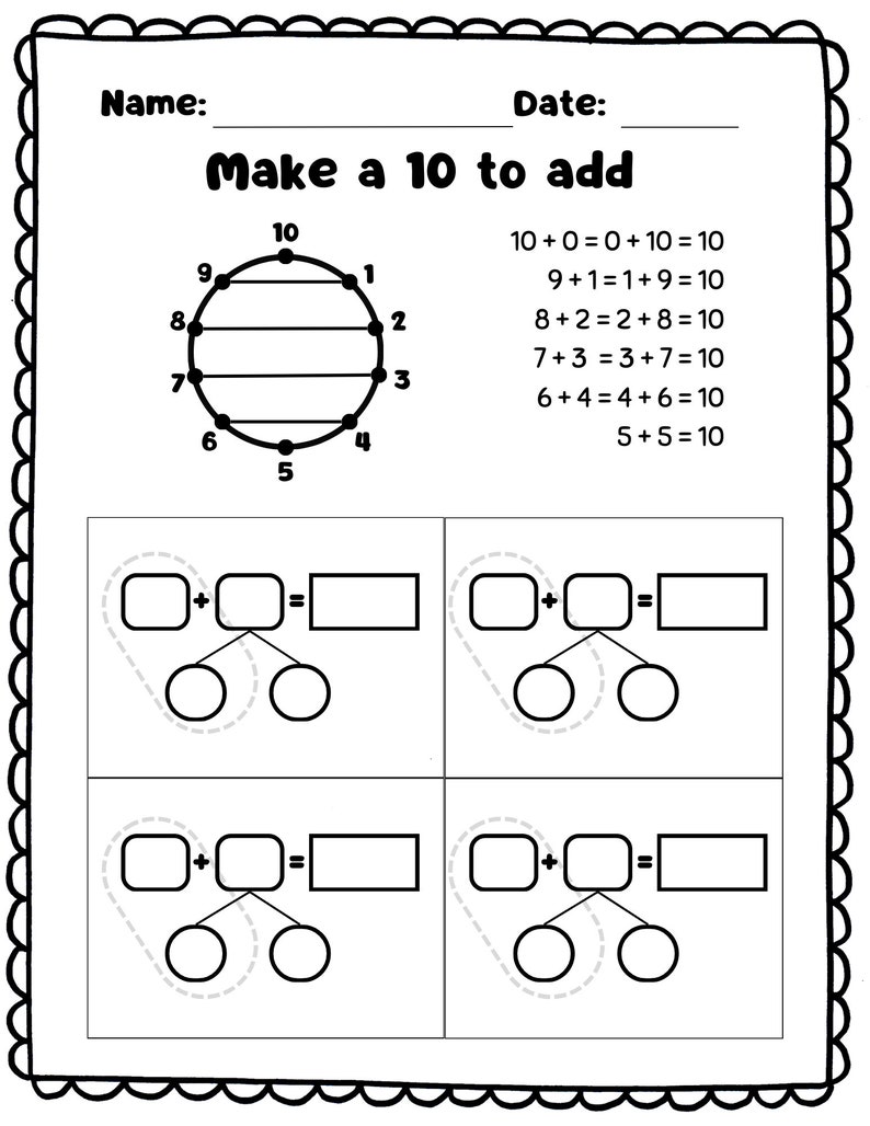 TEMPLATES - Addition to 10 With Number Bonds-pictures, Missing Whole ...