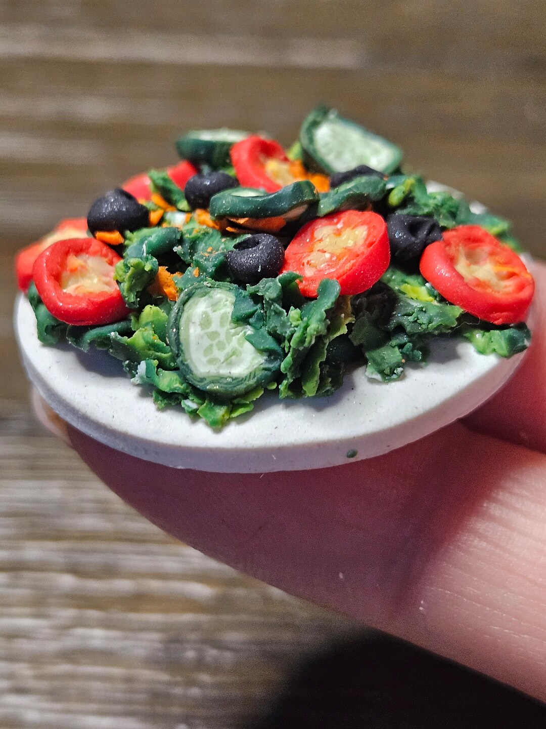 Kale Salad Realistic Dollhouse Clay Food W/olive and Tomato. Miniture ...