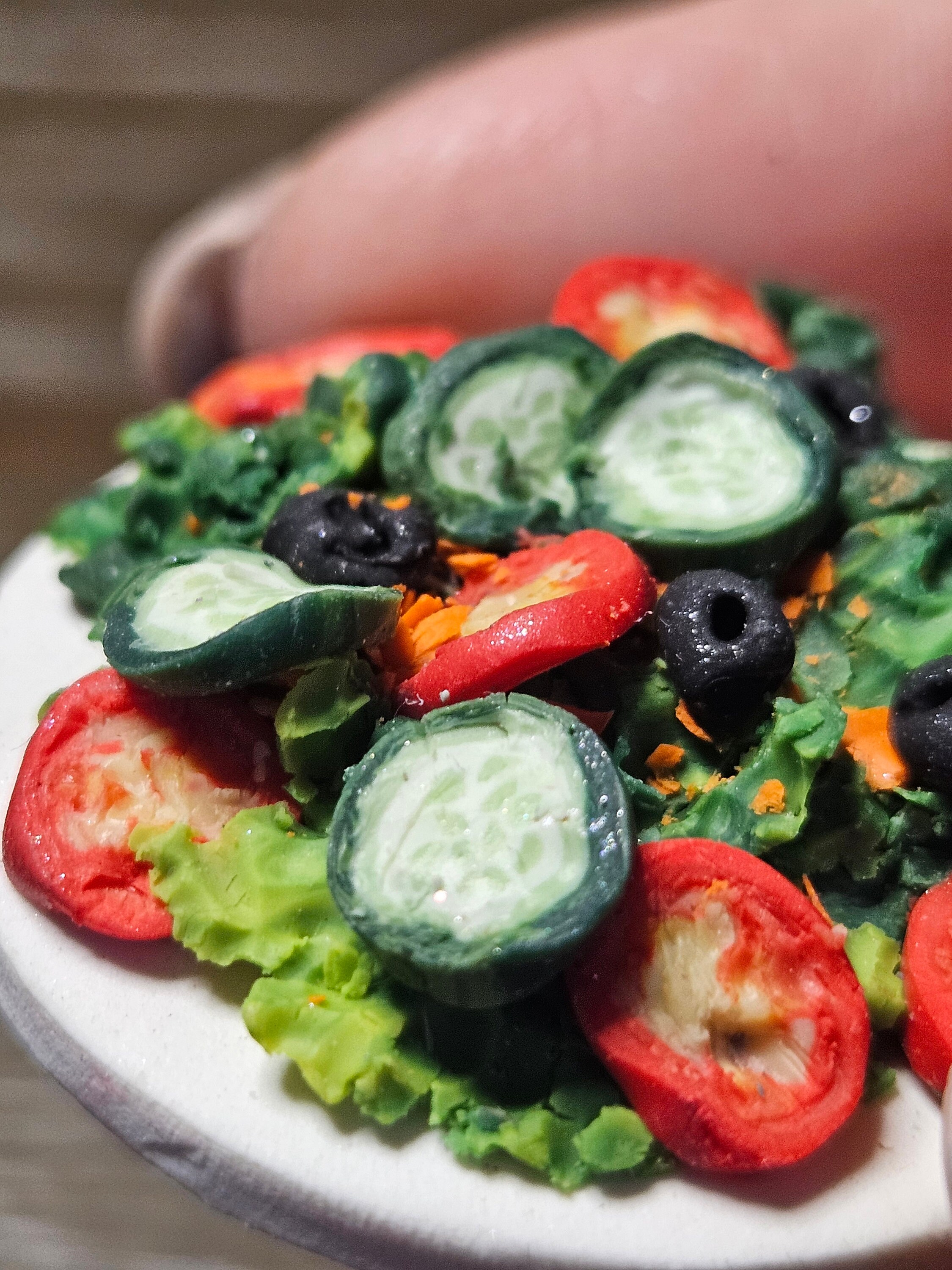 Kale Salad Realistic Dollhouse Clay Food W/olive and Tomato. Miniture ...