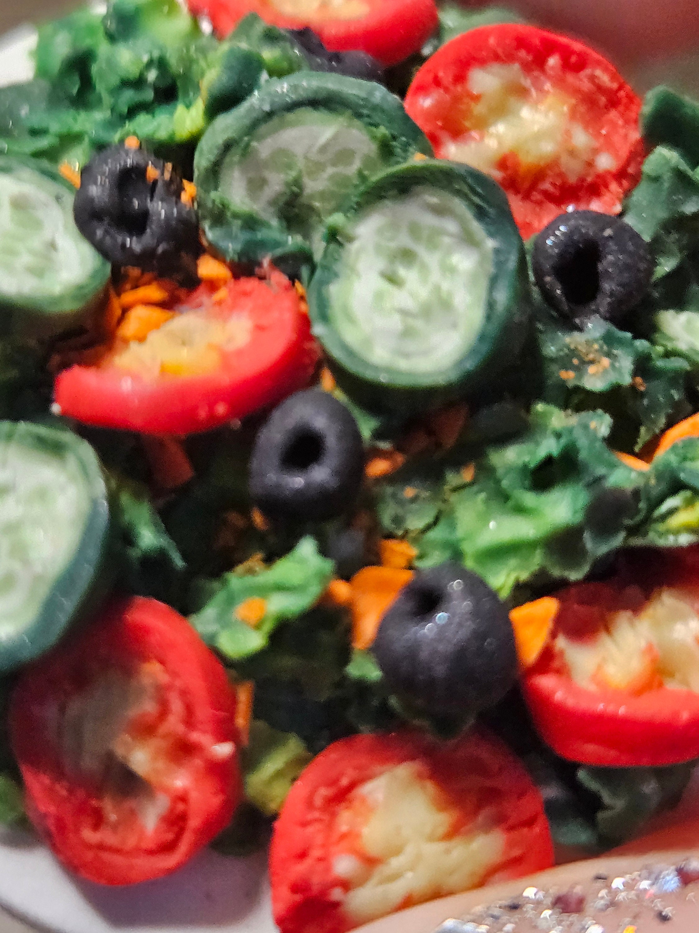 Kale Salad Realistic Dollhouse Clay Food W/olive and Tomato. Miniture ...