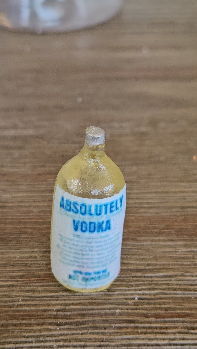 Vodka Absolutely Realistic Bottle Dollhouse Bottle. Miniture Clay Ans ...
