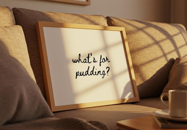 Whats for Pudding Print: Neutral Kitchen Wall Art, Hand-drawn ...