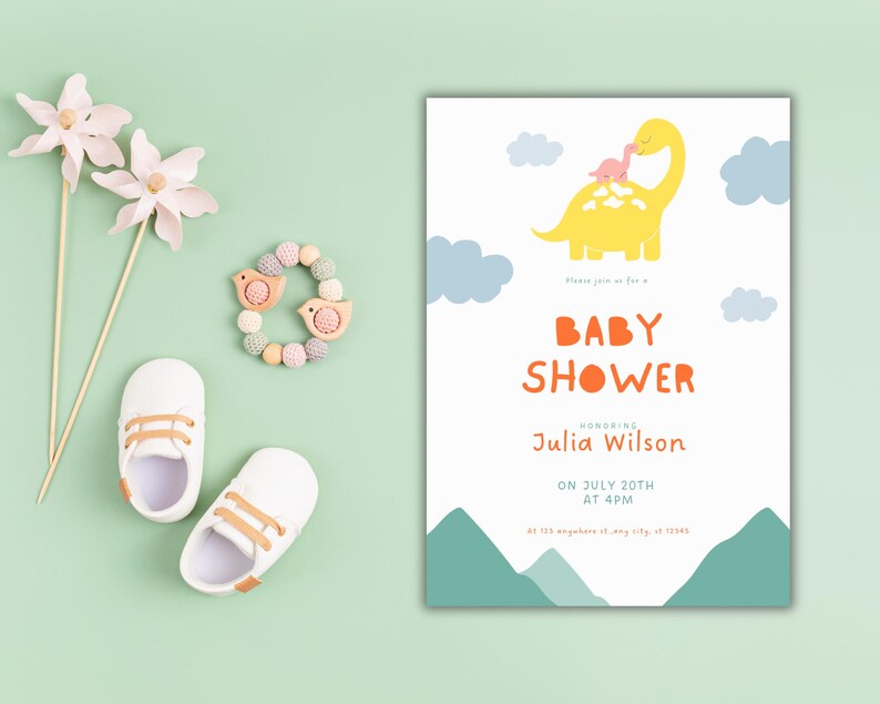 Editable Colorful Baby Shower Invitation, Printable Baby Shower Invite ...