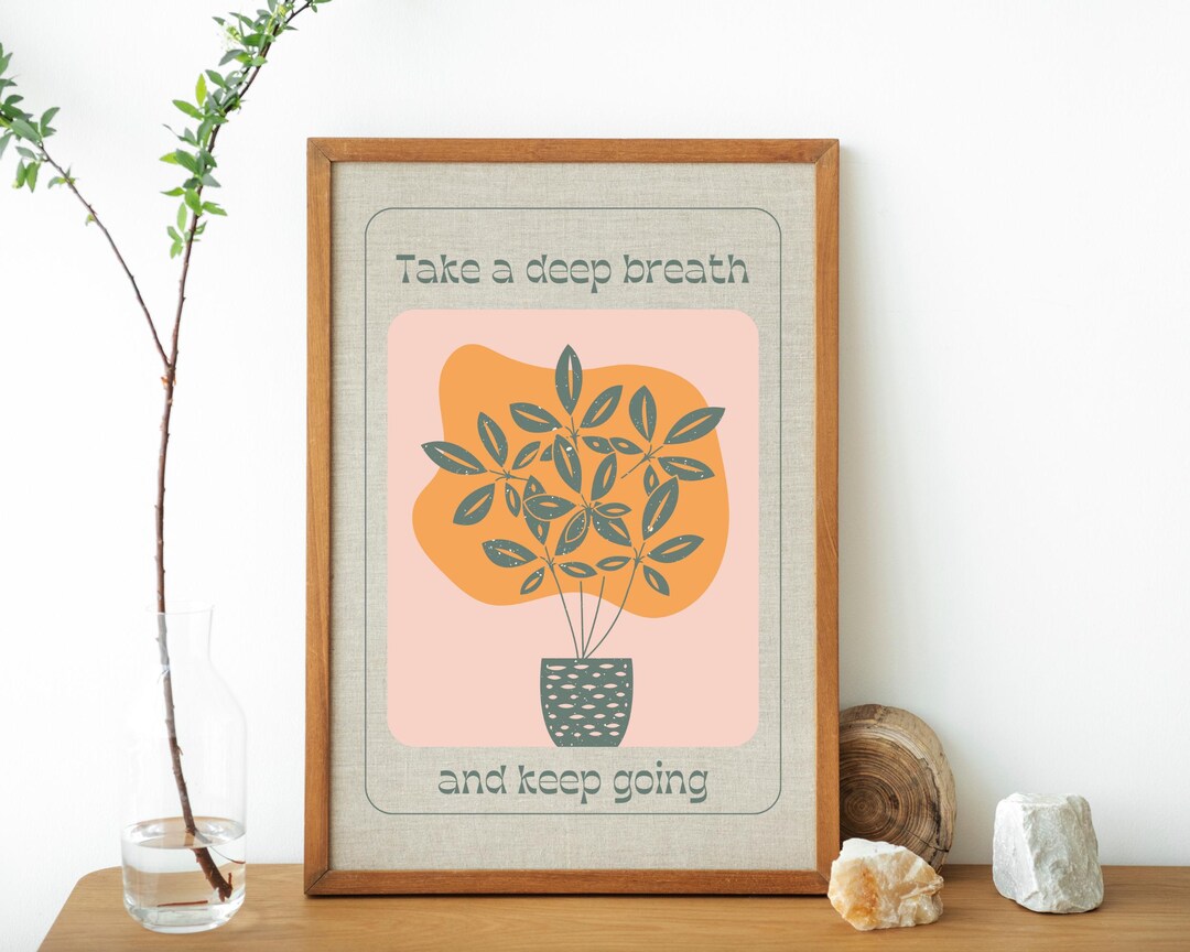 TAKE A Deep Breath, Retro Print | Affirmation Wall Art | 70s Wall Art ...